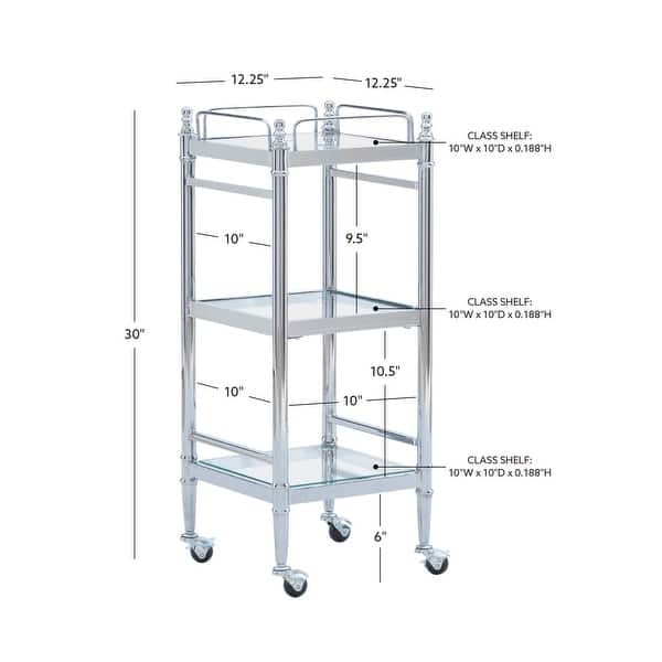 Pinnacle Chrome and Glass Rolling Cart - Bed Bath & Beyond - 17982299
