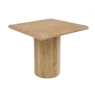 Modrest Fletcher Modern Travertine Marble 15" Tall End Table - Bed Bath ...