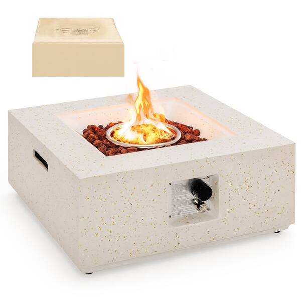 28'' Terrazzo Fire Pit Table 40,000 BTU Square Propane Gas Fire Pit ...