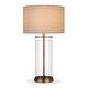 Reeves Cylindrical Clear Glass & Antique Brass Table Lamp with Linen ...