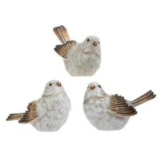 Set of 3 Small Artificial Birds - Cute Resin Fake Birds - 4.25" - Bed ...