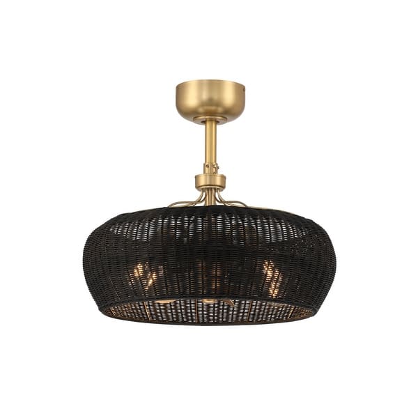 Maribel™ 22 inch Rattan Shade Ceiling Fan with Remote Control and ...