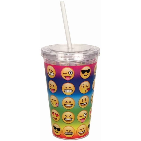 Spoontiques 16291 emojis cup w/straw - Bed Bath & Beyond - 28925298