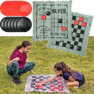 Joyfy Giant Checkers 3-in-1 Game With Tic Tac Toe Toy for Kids and ...