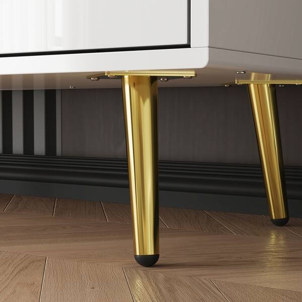 Contemporary 9-Drawer Dresser - High Gloss Finish with Gold Legs Chest ...