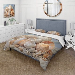 Designart "Photorealistic Seashells Collage" Beige Modern - Bedding ...