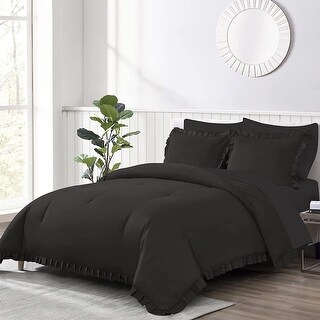Shatex Ruffled Black Bedding Comforter Set,3piece - Bed Bath & Beyond ...