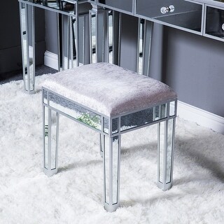 Modern Style Mirrored Vanity Stool Silver Gray - Bed Bath & Beyond ...