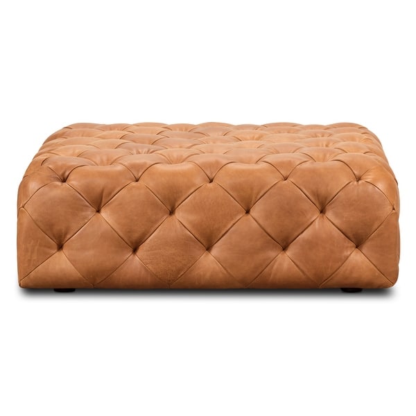 Poly and Bark Turin Leather Ottoman in Cognac Tan - On Sale - Bed Bath ...