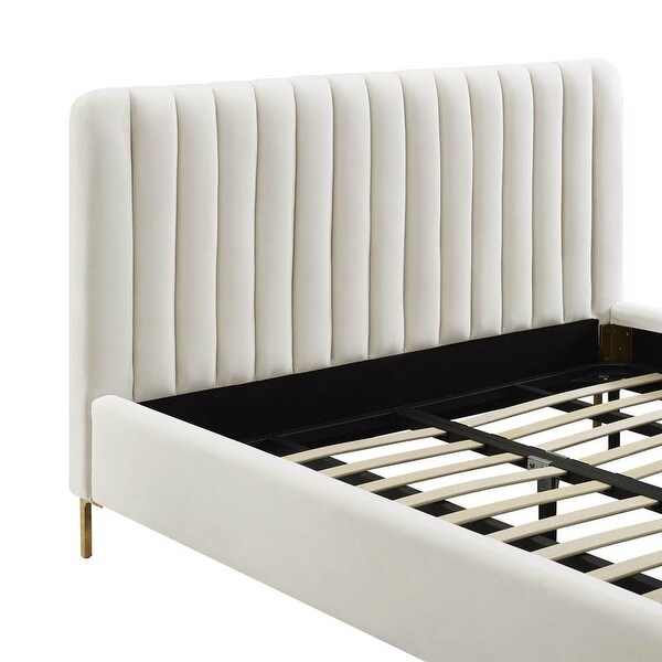 Silver Orchid Chatterton Channel tufted Velvet Bed