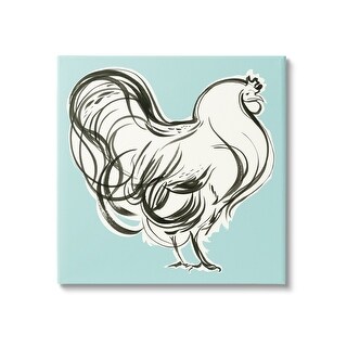 Stupell Rooster Drawing on Blue Canvas Wall Art Design by Laura Marr ...