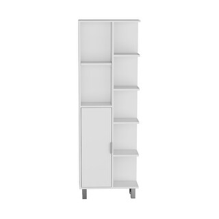 Linen 63-inch High Bathroom Cabinet Linen Storage Cabinet with Seven ...