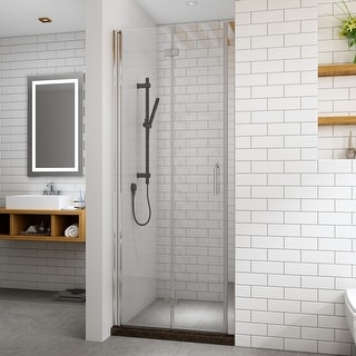 TOOLKISS Pivot Bi-Fold Prefab Alcove Shower Doors in Chrome - Bed Bath ...