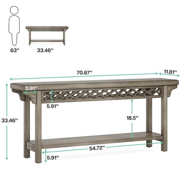 70.8 Inch Farmhouse Solid Wood Long Console Table Sofa Table - Bed Bath ...