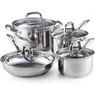 Cook N Home 8-Piece Stainless Steel Cookware Set, Silver - Overstock ...