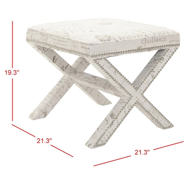 Safavieh X-Bench Nailhead French Script White Ottoman - Bed Bath ...