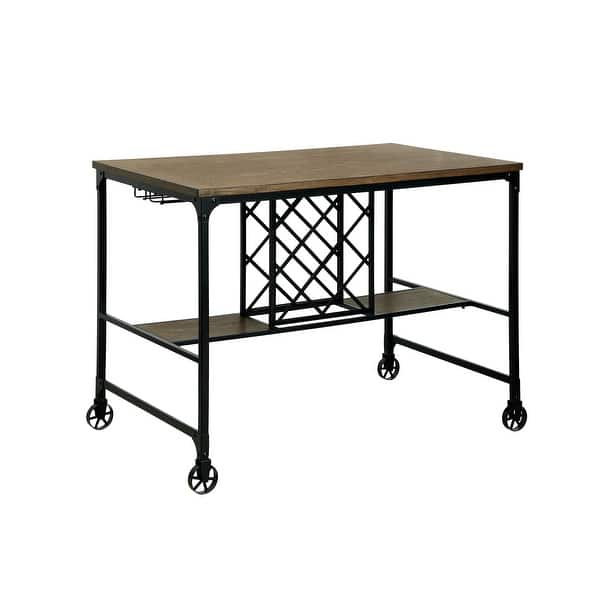 Ursa Industrial Medium Oak 48-inch Wide Metal Kitchen Island with ...