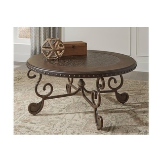 Ashley T382-8 Rafferty Dark Brown Round Cocktail Table - Bed Bath ...
