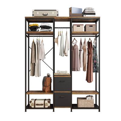 bedroom clothing rack with shelves