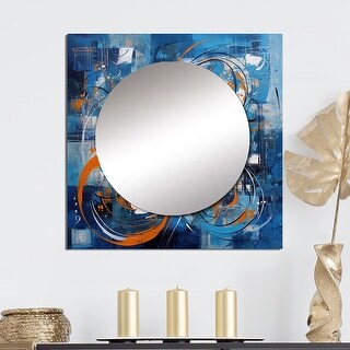 Designart "Orange And Blue Geometric Equilibrium III" Modern Wall ...