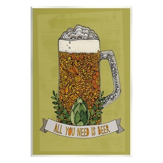 Stupell All You Need Is Beer Floral Pattern Stein Mug Wood Wall Art ...
