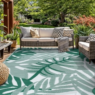 World Rug Gallery Tropical Leaf Reversible Recycled Plastic Outdoor Rugs Bed Bath Beyond 40022725