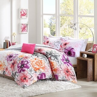 King Size Floral Comforter Set, Soft All Season Microfiber King Bedding ...