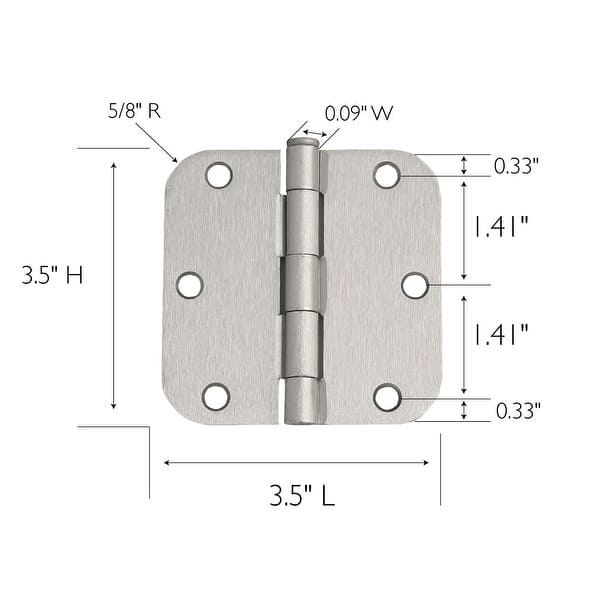 Design House 181412 3.5-inch x 3.5-inch 5/8-inch Radius Door Hinge ...
