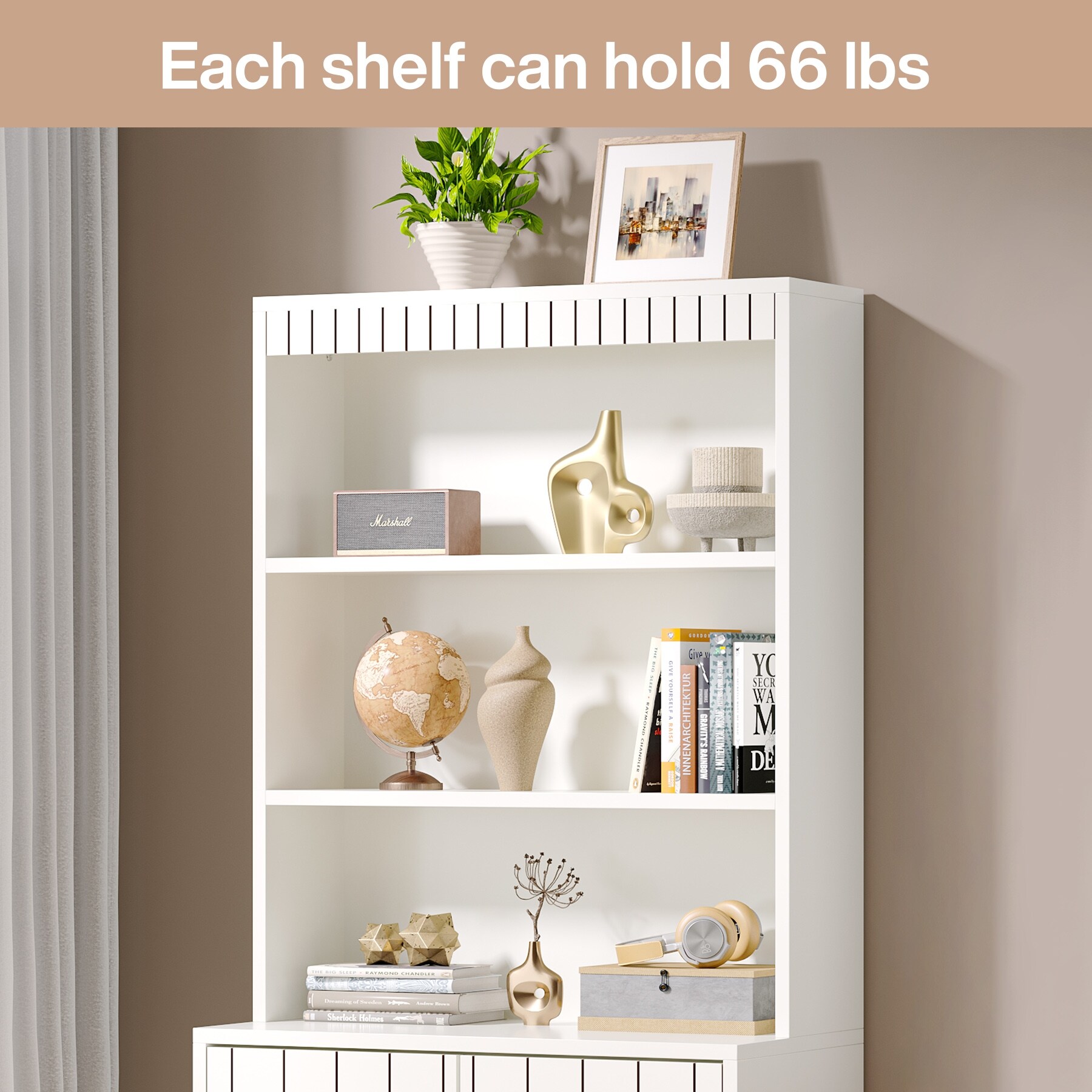 66.93 inch Tall Bookshelf Bookcase with Doors for Home Office