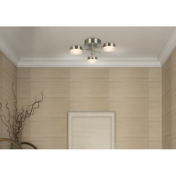 Eglo Transton 3-Light Brushed Nickel LED Ceiling Light - Bed Bath ...