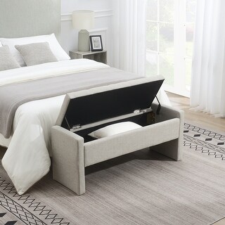 Light Grey Upholstered Coffee Table Storage Bench - Bed Bath & Beyond ...