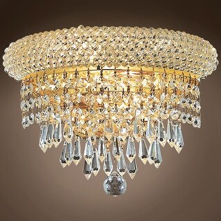 Bagel Design 2 Light 12" Gold Wall Sconce With Clear Swarovski Crystals ...