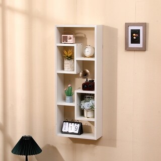 Geometric Design Wall-Mounted Bookcase, Display Stand, Easy Assembly ...