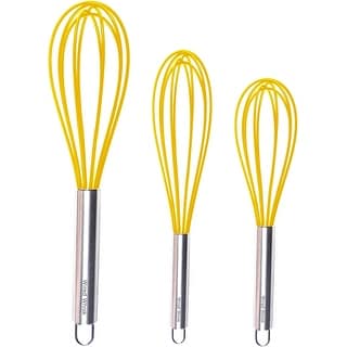Yellow Silicone Whisk Set of 3 Non-Scratch Non-Stick Utensils - Bed ...