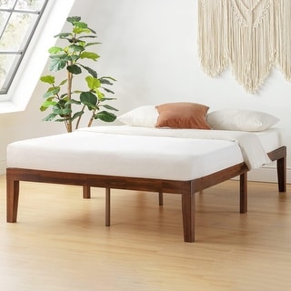 Solid Wood Platform Bed with Wooden Slats, Full Size, Espresso Finish ...