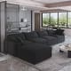 160.6" Modern Linen Sectional Sofa，4-seater Modular Couch with Storage ...