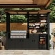 Patio Grill Workstation with Fridge Slot, Hidden Trash Bin & Weather ...