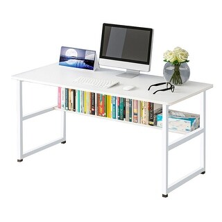 43" Computer Home Office Table Desks with Shelves White - Bed Bath ...