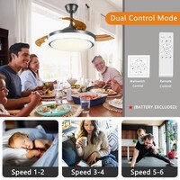 Retractable Ceiling Fan with Lights Remote Control, Boomerang Blade ...