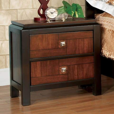 Modern Two-Tone Walnut and Black Wood 1-Drawer Nightstand by Baxton ...