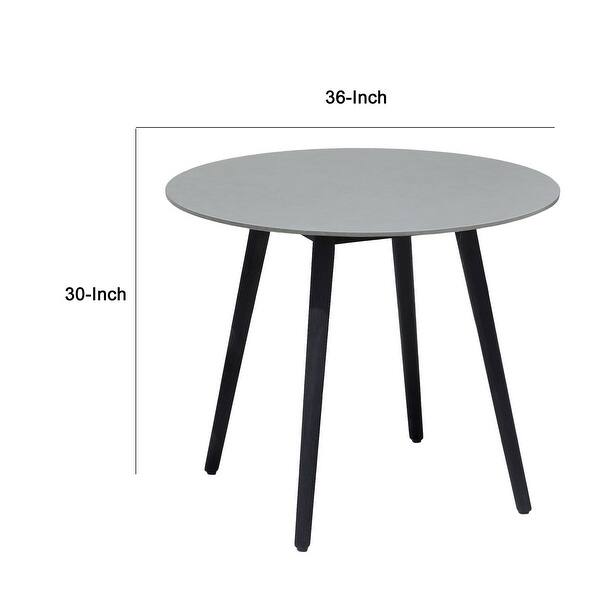 Onx 36 Inch Dining Table with Round Stone Tabletop, Angled Legs, Black ...