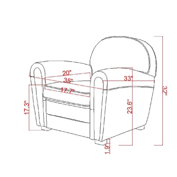 Pasargad Home Genuine Leather Paris Club Chair, Brown - 33x35x31 in ...