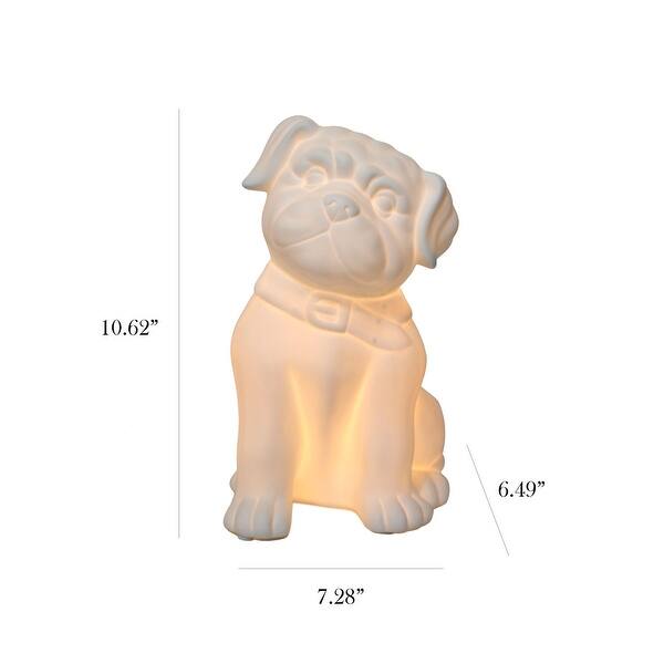 Simple Designs Porcelain Puppy Dog Shaped Table Lamp - 6.49"L X 7.28"H ...