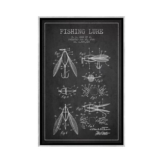 iCanvas "Fishing Lure Charcoal Patent Blueprint" by Aged Pixel Framed ...