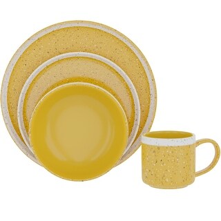 4-Piece Mustard Speckled Dinnerware Set - Bed Bath & Beyond - 42364060