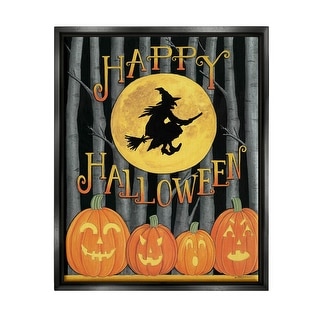 Stupell Happy Halloween Forest Witch Floater Canvas Wall Art by Deb ...