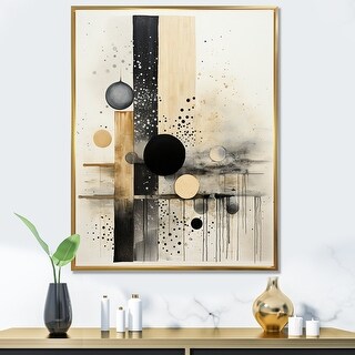 Designart "Monochromatic Fusion III" Abstract Collages Framed Canvas ...