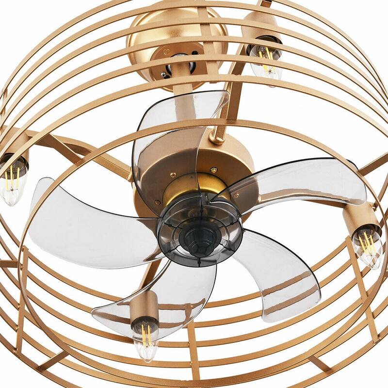 20" Matte Gold Modern Caged Ceiling Fan With Light Invisible Blades ...