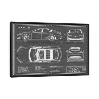 iCanvas "Tesla Model S (2016-2020) Black" by Action Blueprints Framed ...