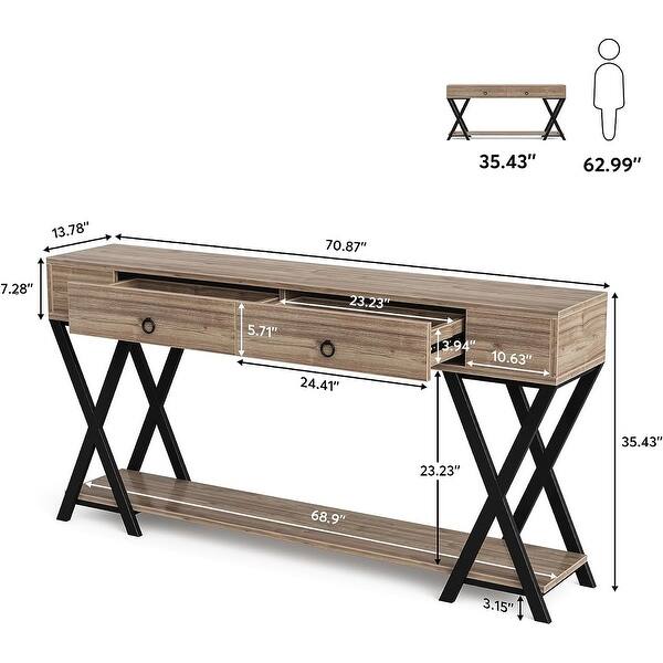 70.8-inch Hallway Table, Long Accent Table for Living Room Entrance ...